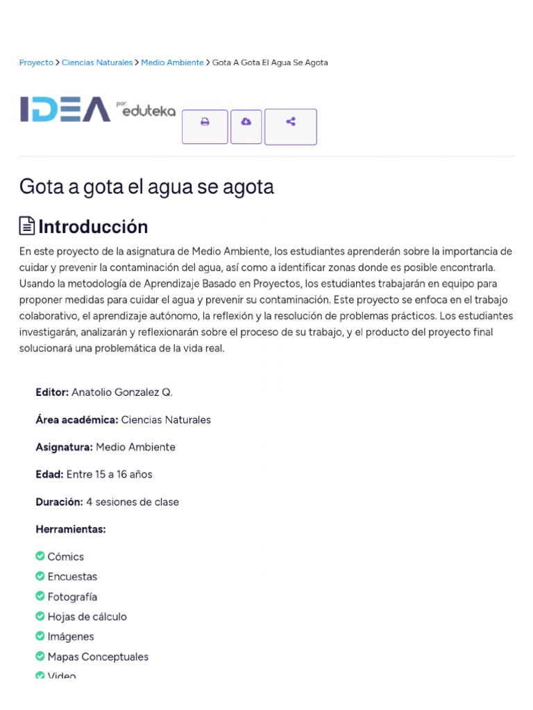 Gota A Gota El Agua Se Agota | PDF