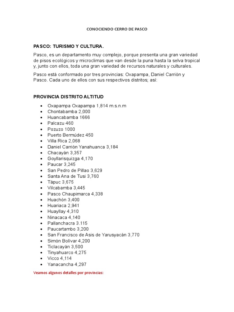 Conociendo Cerro de Pasco | PDF