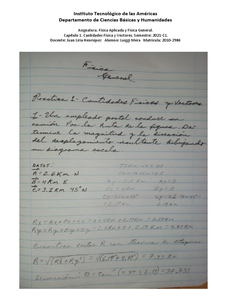FisicaGeneral-Práctica 1. Ejercicios Sobre Cantidades Físicas y Vectores. | PDF