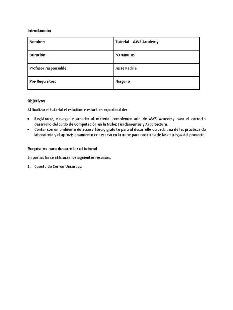 Tutorial Aws Academy Pdf Computación En La Nube Informática