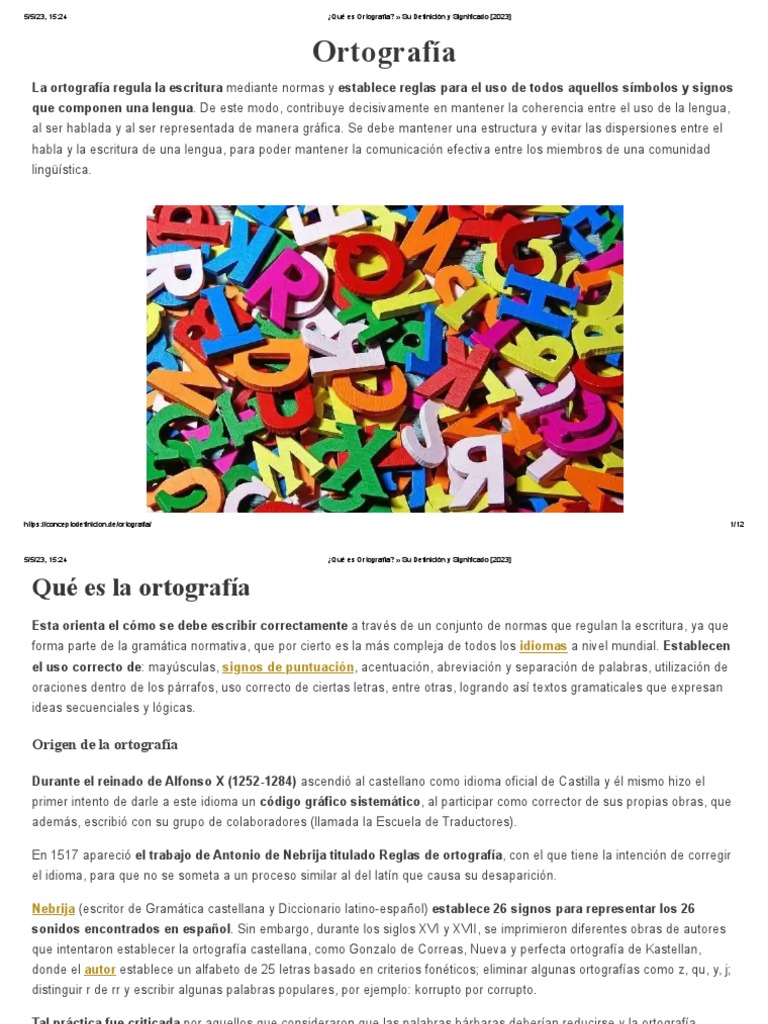 Definición y Función de la Ortografía | PDF | Gramática | Ortografía