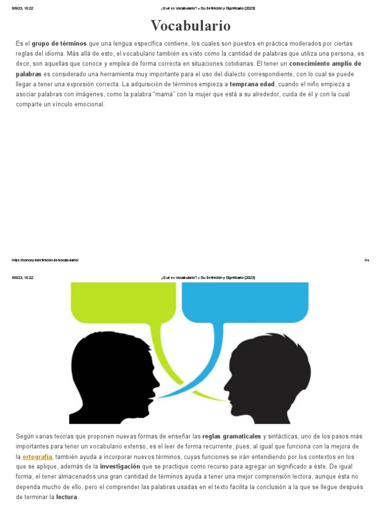 ¿Qué Es Vocabulario - Su Definición y Significado (2023) | PDF | Léxico ...