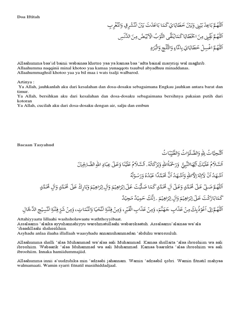 Doa Iftitah Dan Tahiyat | PDF