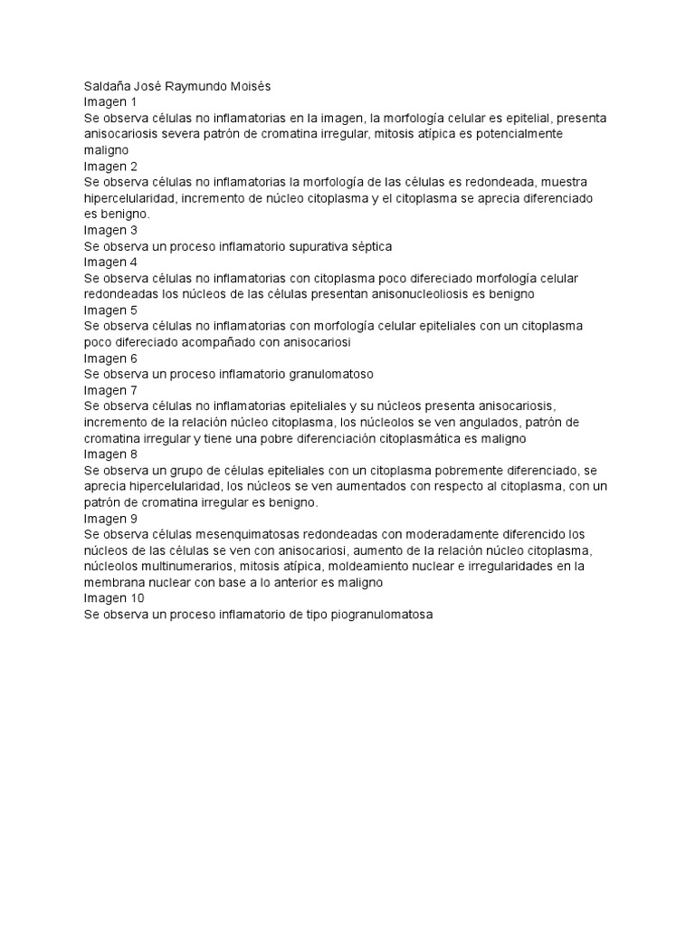 Análisis de Anisocariosis en Células Epiteliales | PDF | Relaciones ...