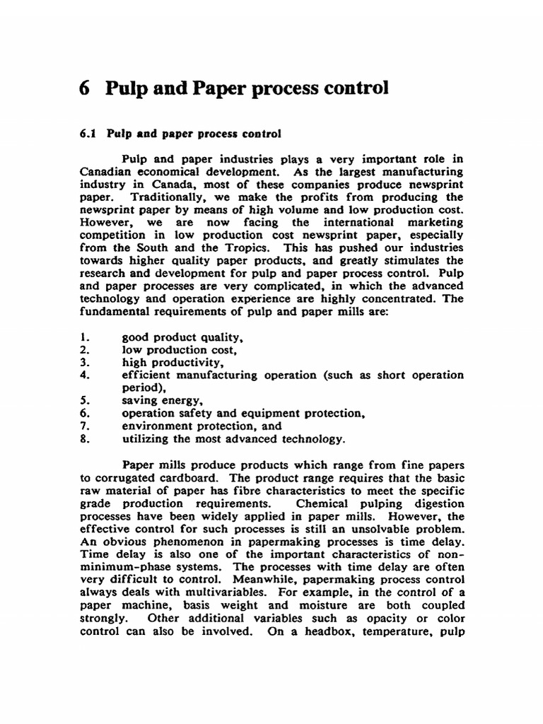 Pulp and Paper Process Control | Download Free PDF | Paper | Pulp (Paper)