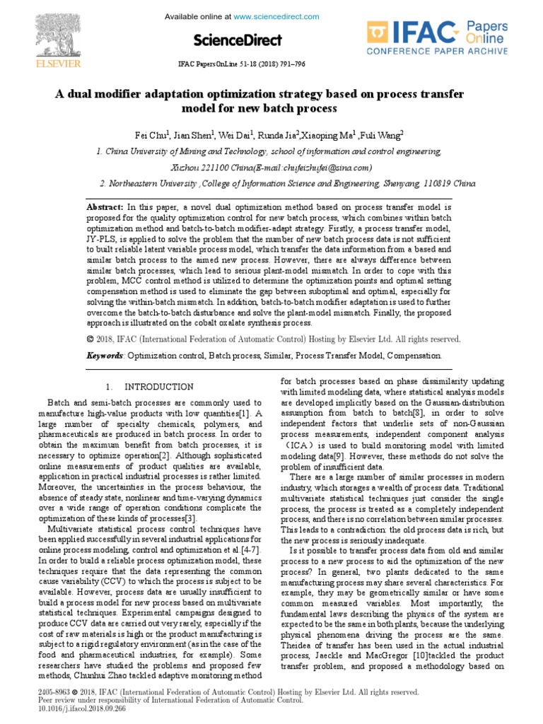 A Dual Modifieradaptation Optimization Strategy Based On Process Transfer Model For New Batch ...