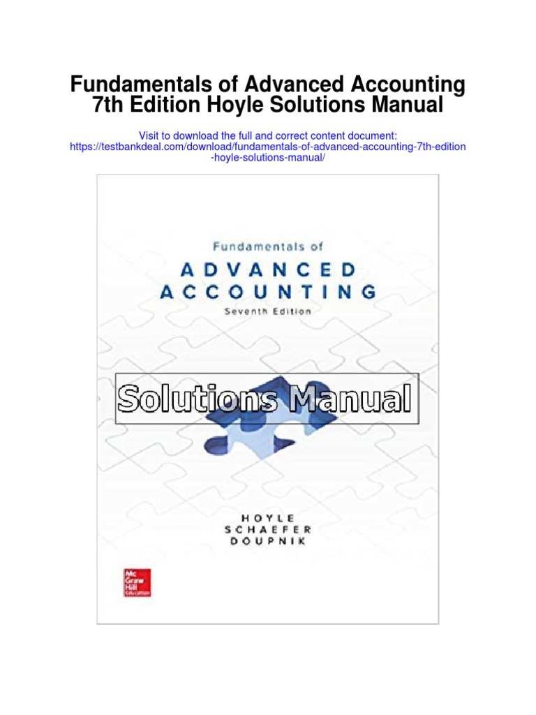 Fundamentals of Advanced Accounting 7th Edition Hoyle Solutions Manual ...