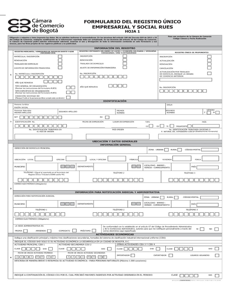 Formulario RUES | PDF