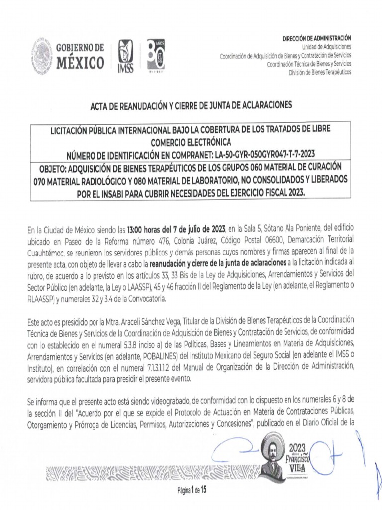 Acta Ja Cierre T-7-2023 | PDF