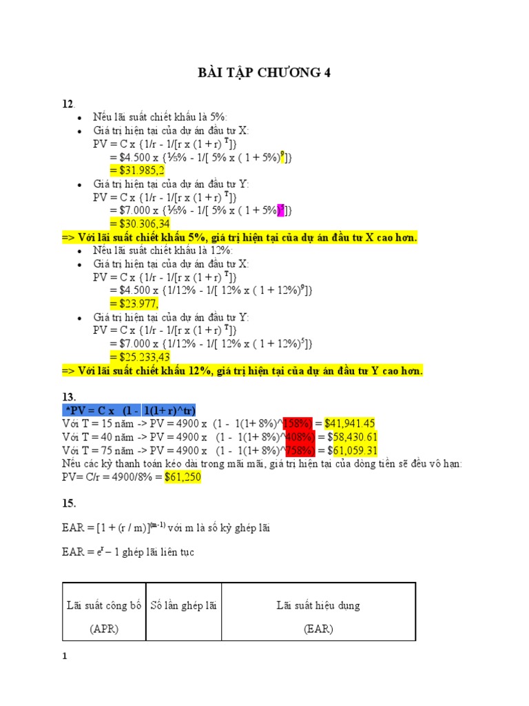 Bài Tập TCDN Chương 4 (Tiếp) | PDF