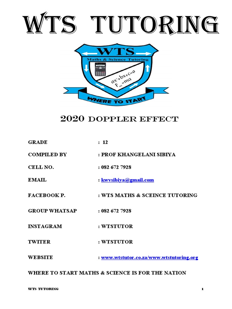 2020 WTS 12 Doppler Effect-1 | PDF | Waves | Frequency