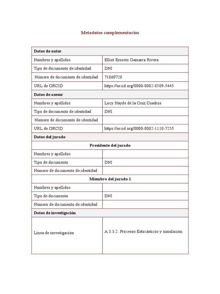 FORMATO. Metadatos Complementarios | PDF | Derecho | Computadoras
