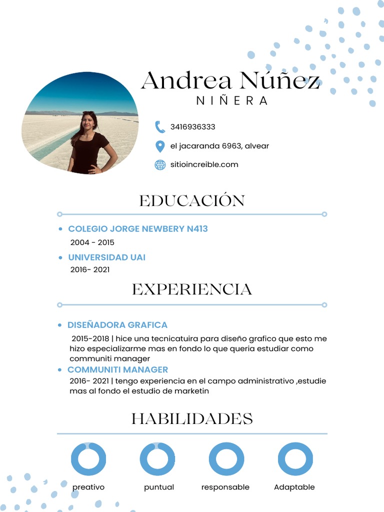 Currículum Vitae Minimalista Celeste | PDF