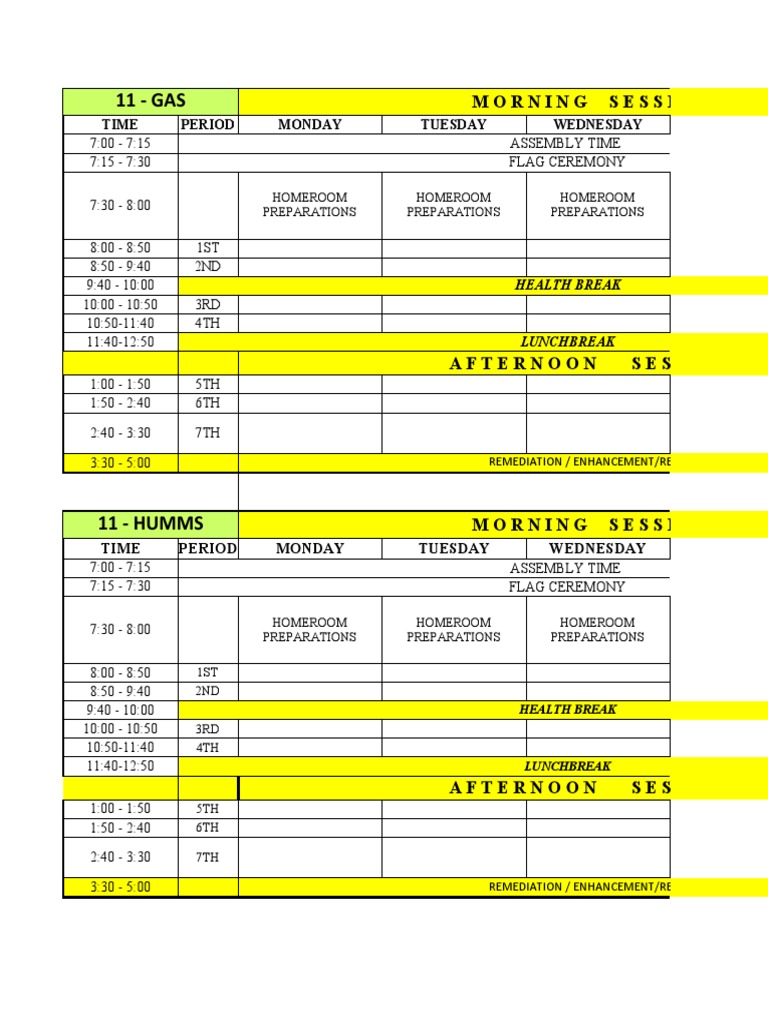 Class Program Shs Sy2023 2024 | PDF