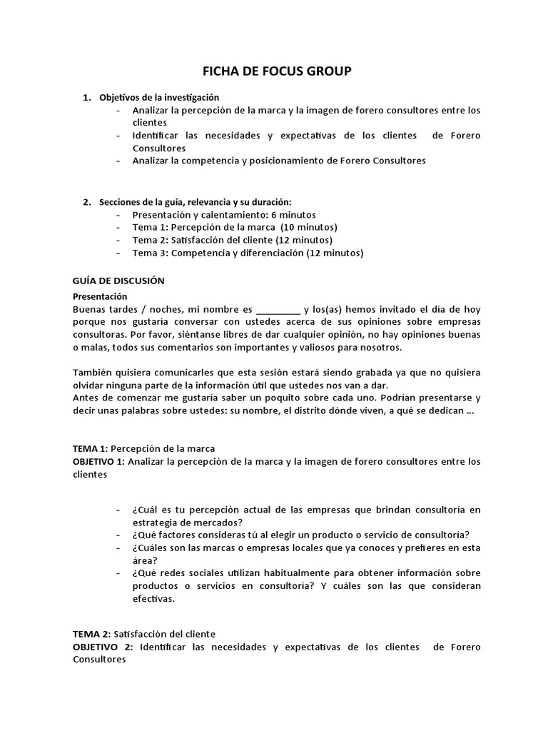 Modelo de Focus Group - Grupo 4 | PDF | Business | Marca