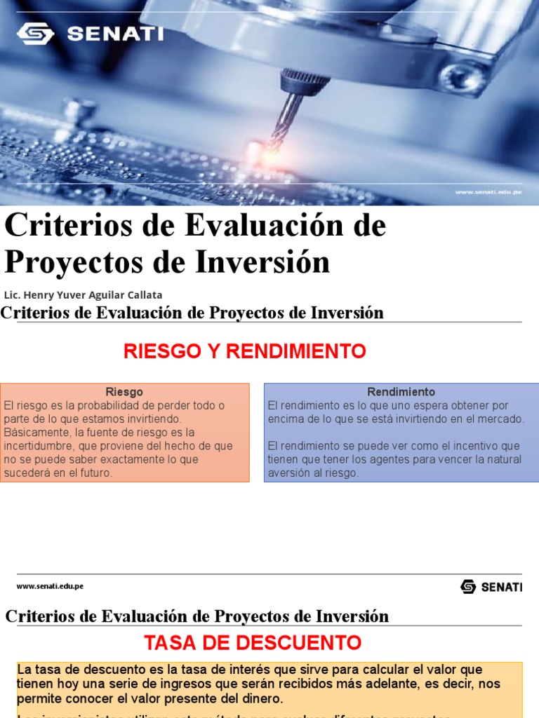 Criterios de Evaluación de Proyectos de Inversión (Autoguardado) | PDF | Tasa interna de retorno ...