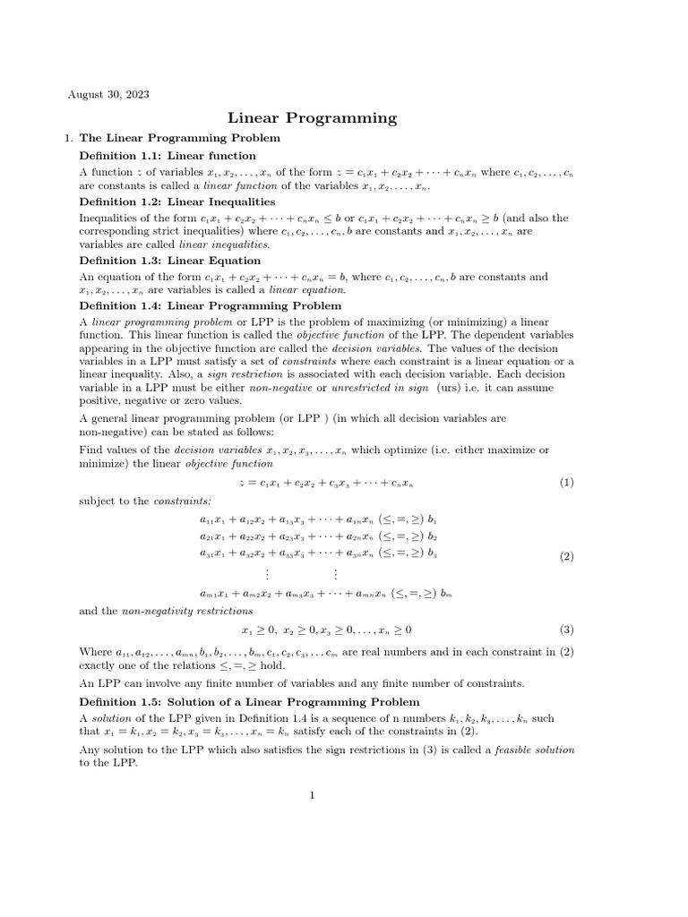 Linear Programming | Download Free PDF | Mathematical Optimization ... Linear Programming | Download Free PDF | Mathematical Optimization ...