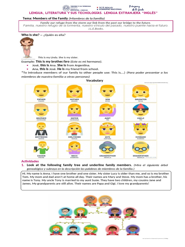 1º Inglés Family Member | PDF