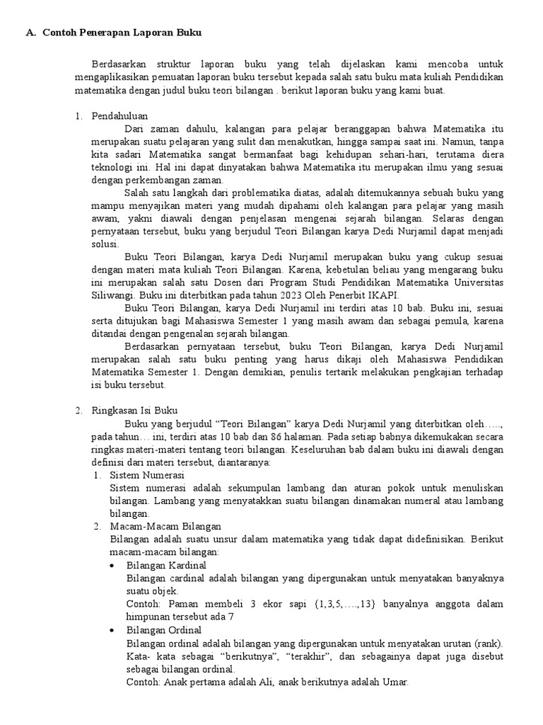 Contoh Penerapan Laporan Buku | PDF