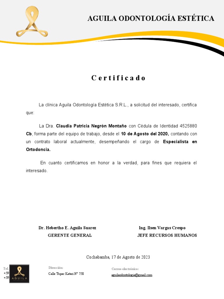 Certificado Oficial Sharon | PDF