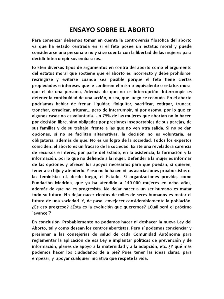 Ensayo Sobre El Aborto | PDF | Aborto