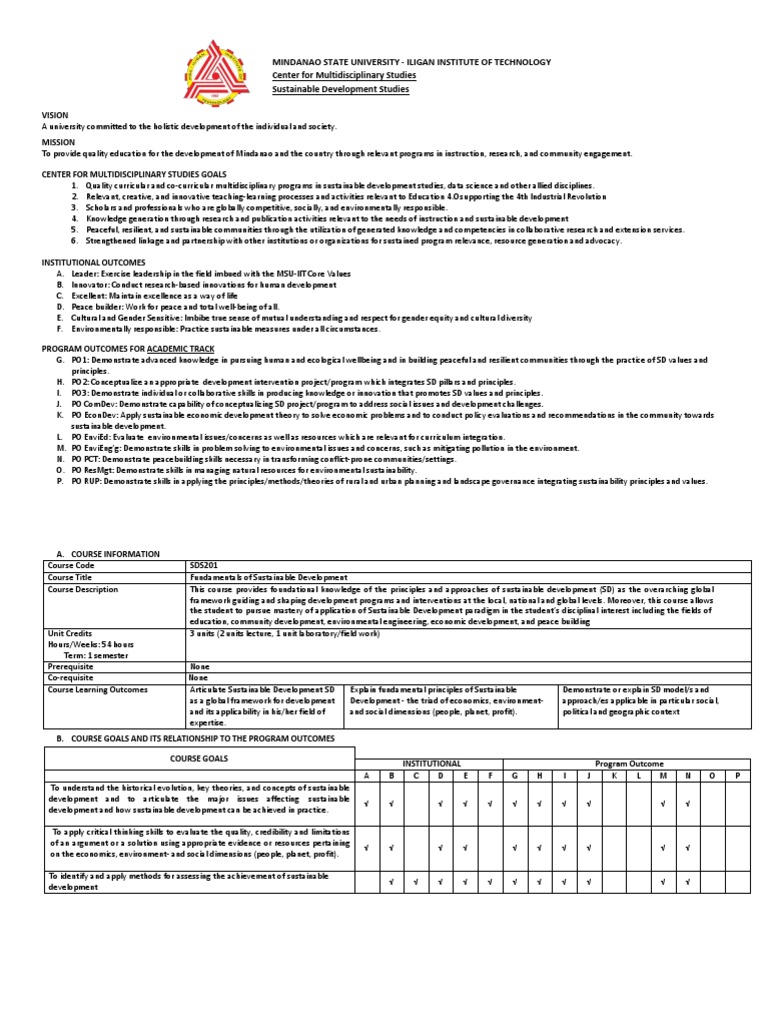 SDS 201 Fundamentals of Sustainable Development | PDF | Sustainability | Sustainable Development