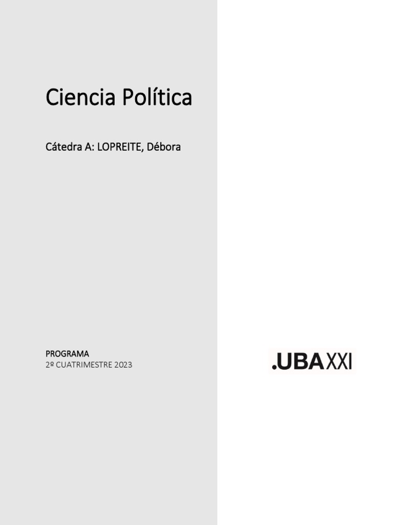 Programa - Ciencia Política - A - 2C - 2023 | PDF | Gobierno | Estado ...
