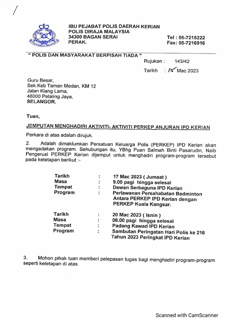 Surat Jemputan Program | PDF