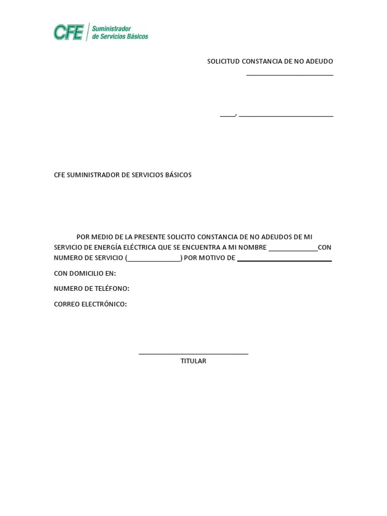 Solicitud Carta-Cfe | PDF