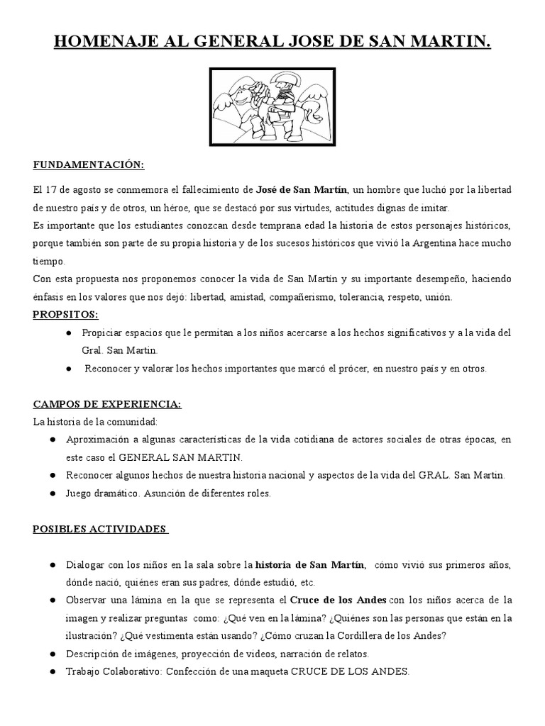 HOMENAJE AL GENERAL JOSE DE SAN MARTIN 2023.3docx | PDF | Estudios de idiomas extranjeros ...