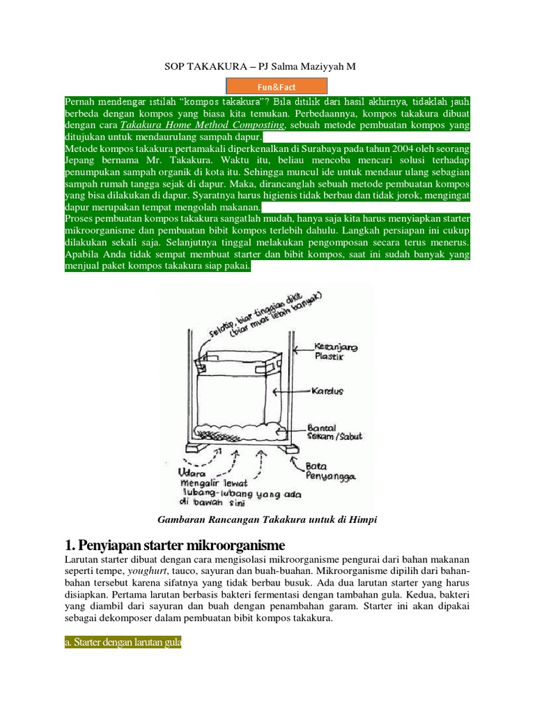 SOP TAKAKURA - SALMA MAZIYYAH MUNAWAROH | PDF