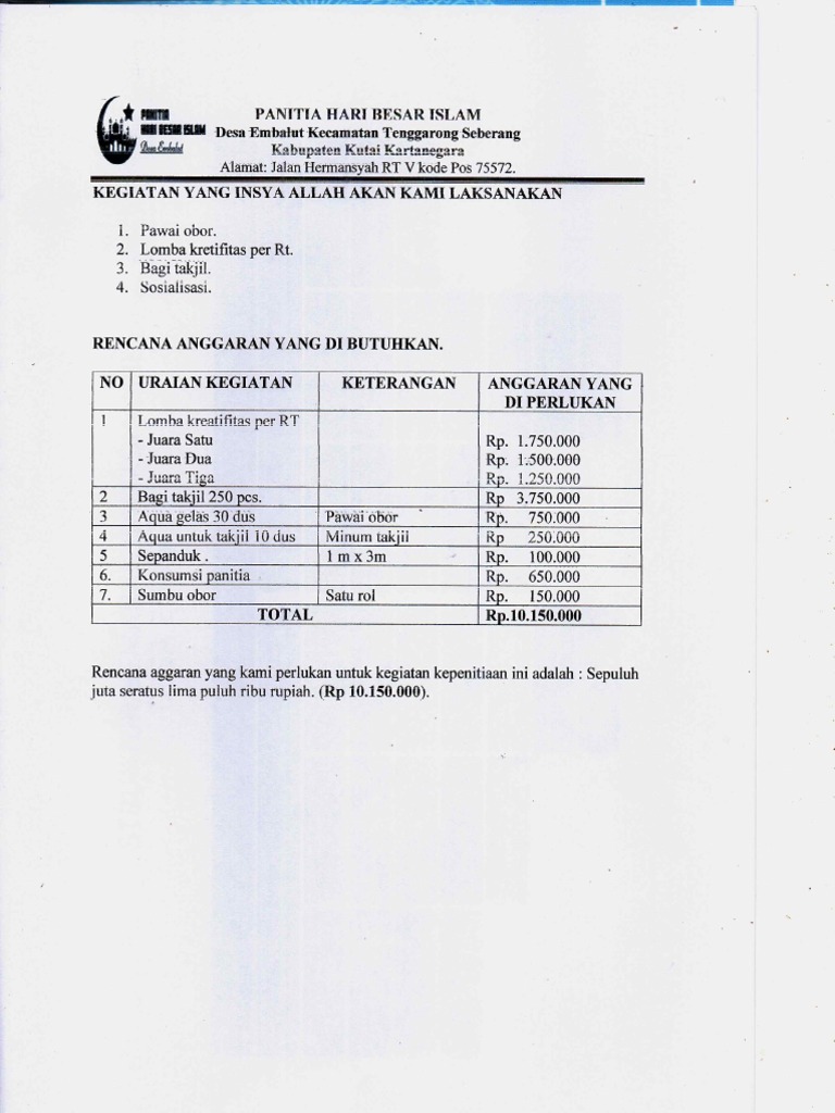 Proposal Semarak Ramadhan Pawai Obor 1444 H0005 | PDF