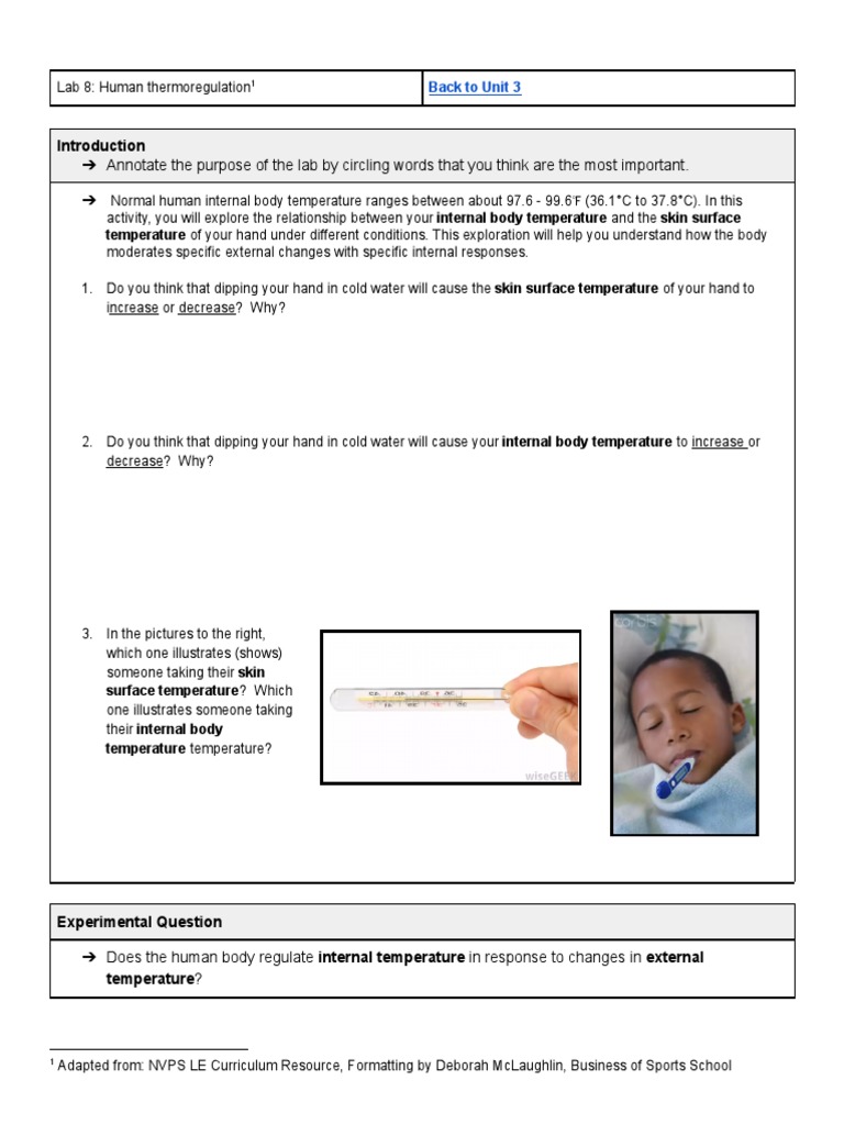 (Human Thermoregulation) - (Thermoregulation in Humans) - (Unit 3 ...
