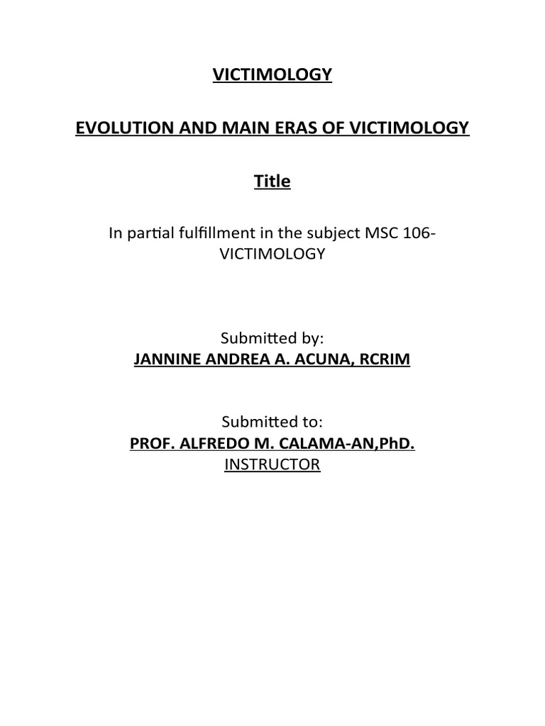 Evolution and Main Eras of Victimologyyyyyyy | PDF | Victimology ...
