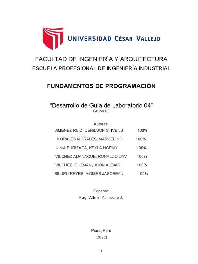 Desarrolo de La Guia 04 - Grupo 03 | PDF | Software | Paradigmas de programación
