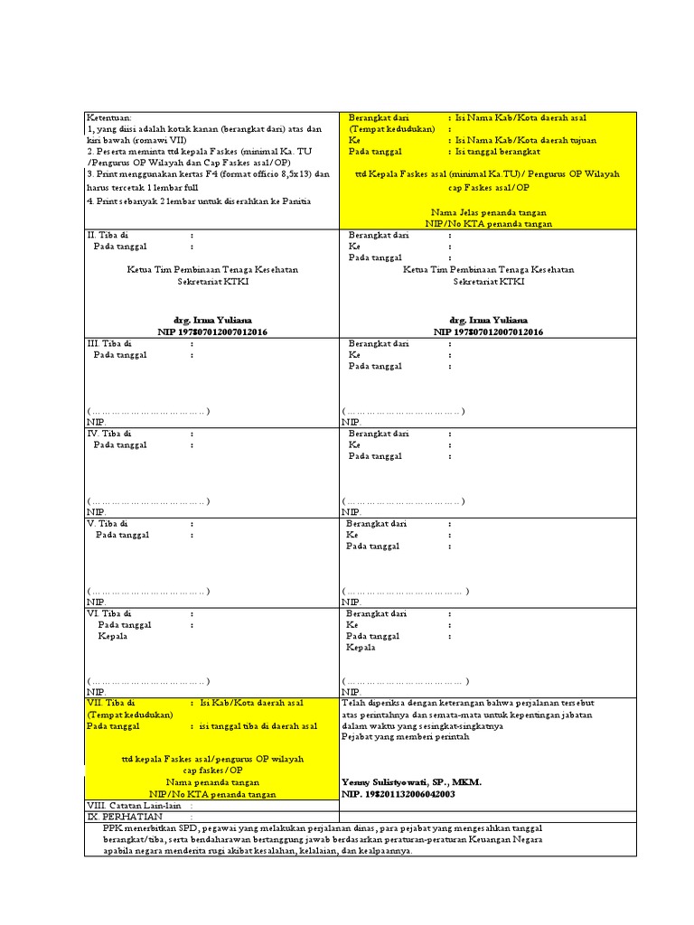 Contoh Pengisian SPPD | PDF