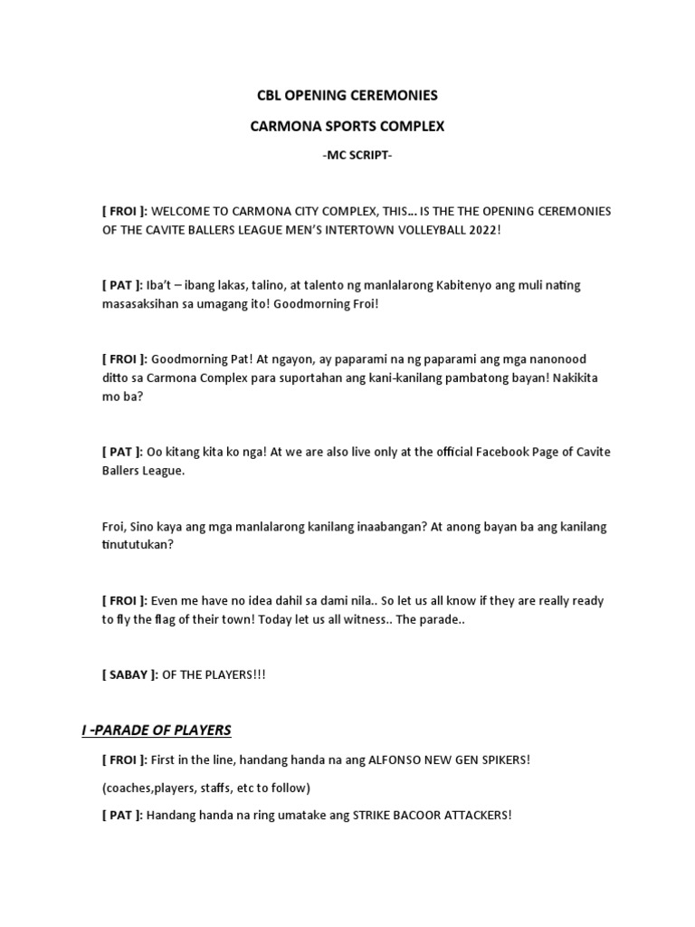 MC SCRIPT Mens Opening | PDF