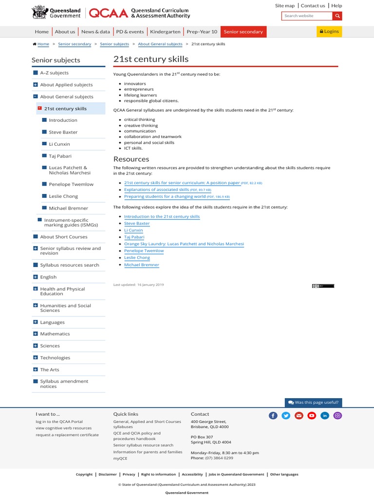 21st Century Skills Queensland Curriculum and Assessment Authority ...