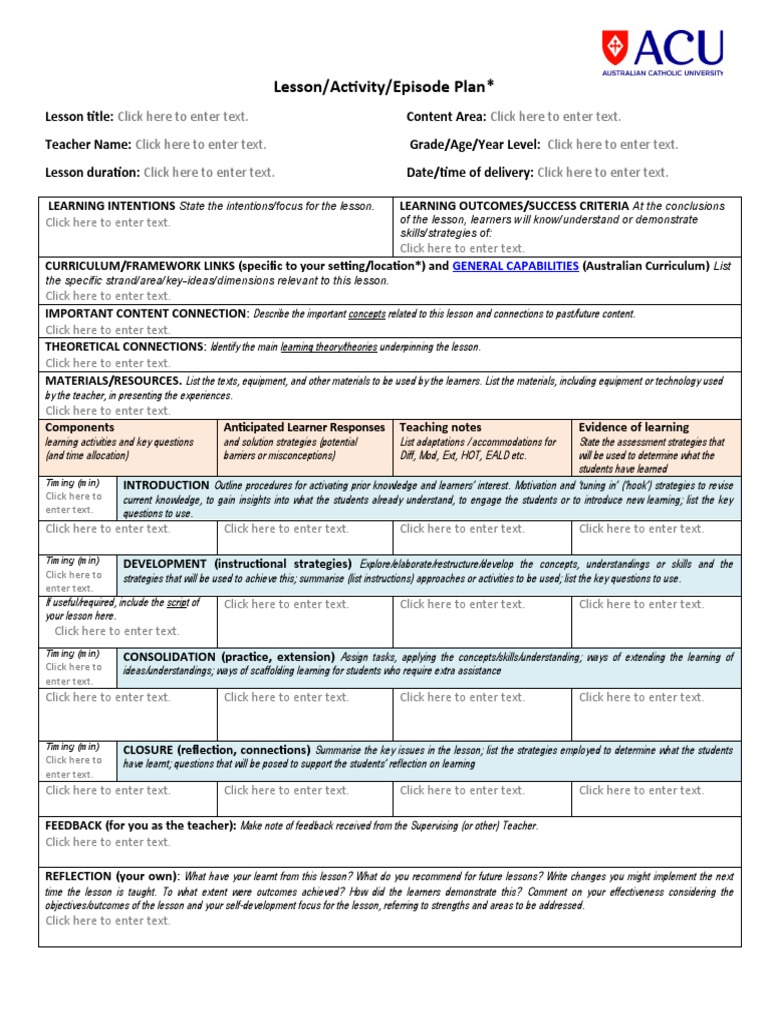 4c Lesson Plan TEMPLATE | PDF | Curriculum | Learning