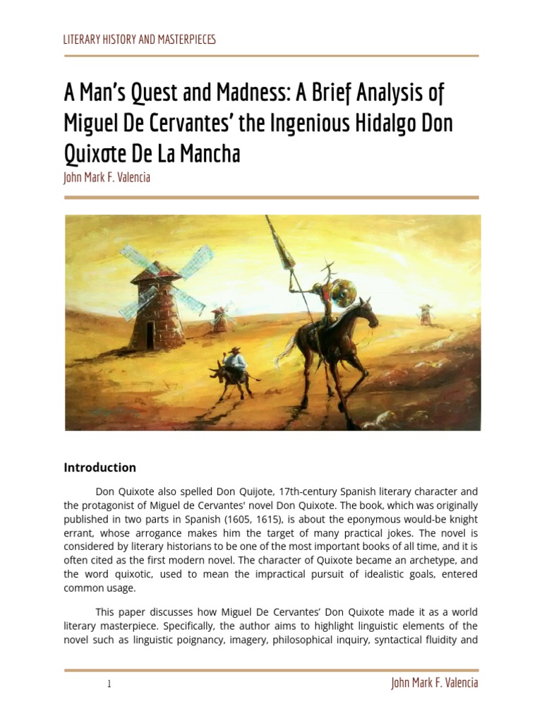 Analyzing Cervantes' Don Quixote Masterpiece | PDF | Don Quixote | Novels