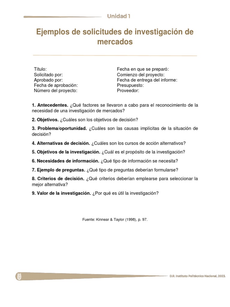 Imc U1 Act4 Ejemplos Solicitudes | PDF | Investigación de mercado ...