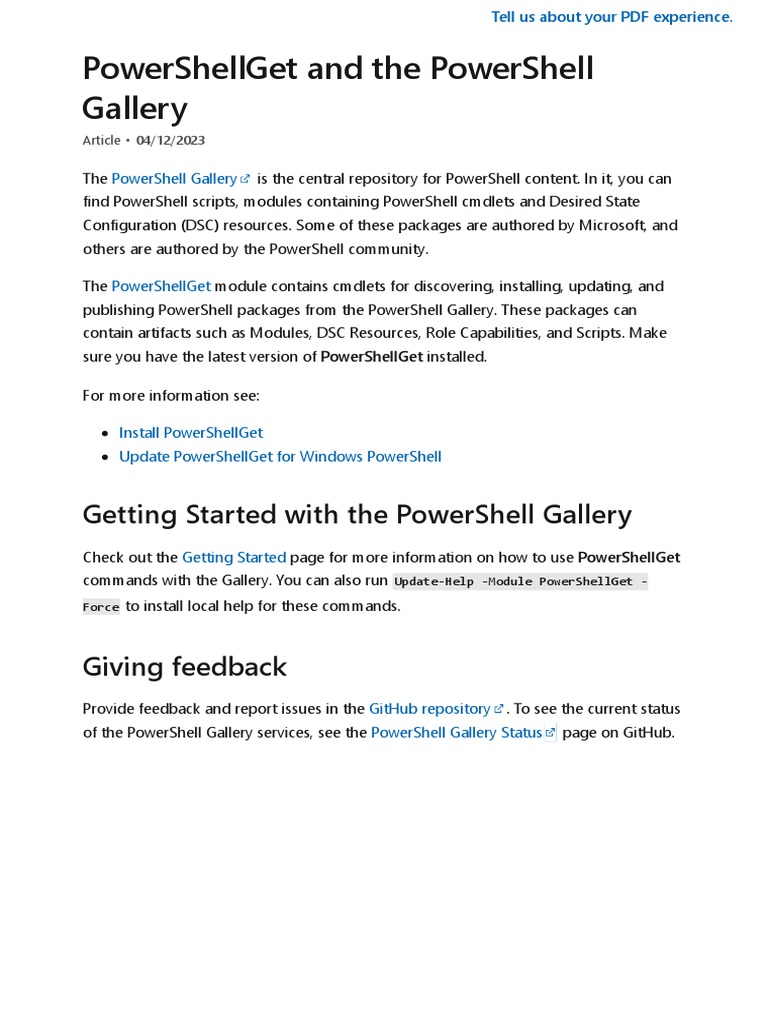 Powershell Gallery Powershellget 2.x | PDF | Software Repository | Software