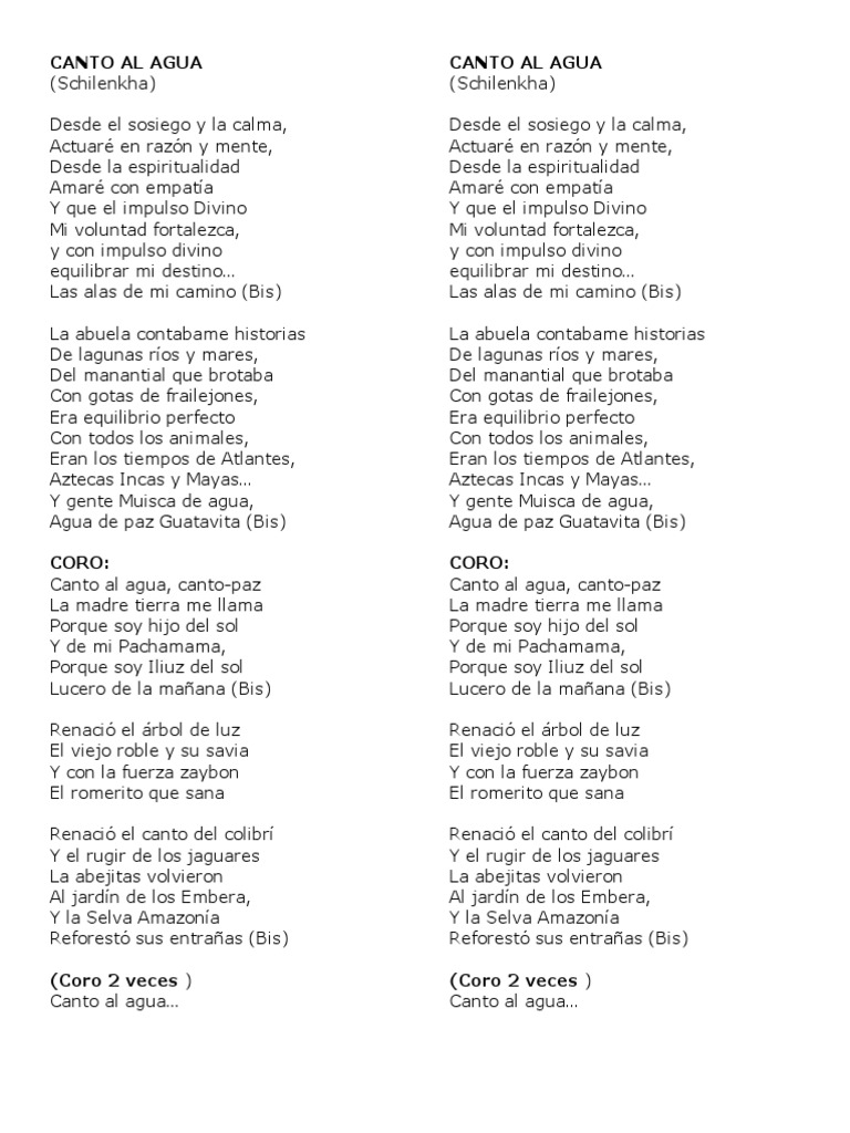 CANTO AL AGUA Letra Cancion | PDF