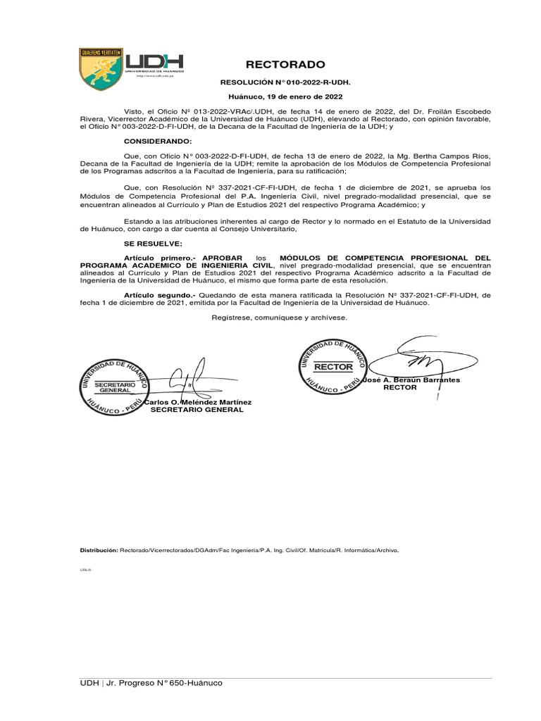 Rectorado: UDH Jr. Progreso #650-Huánuco | PDF | Diseño | Ingeniero civil