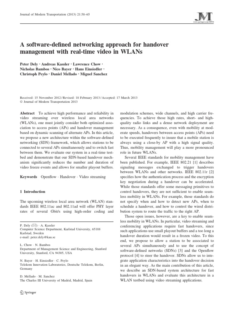 A Software-Defined Networking Approach For Handover Management With ... A Software-Defined Networking Approach For Handover Management With ...