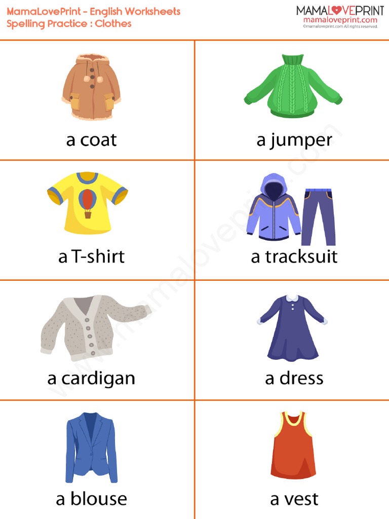 Mamaloveprint English Vocabulary Clothes Book1 | PDF | Freedom Of ...