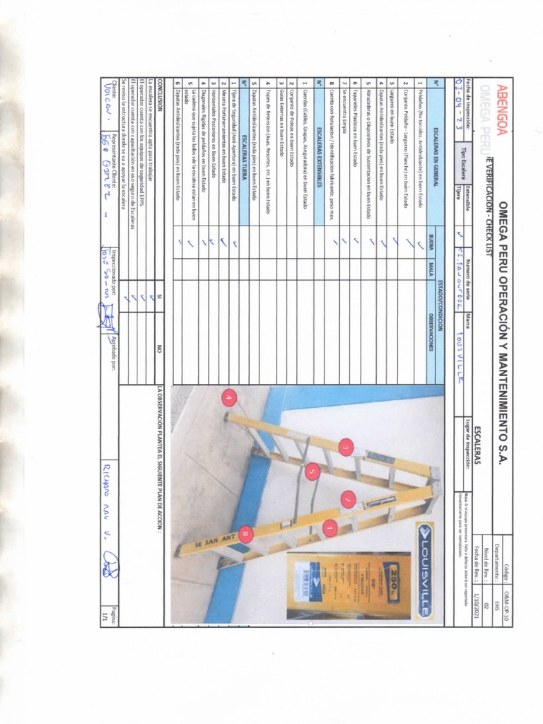 CHECK LIST DE ESCALERA | PDF