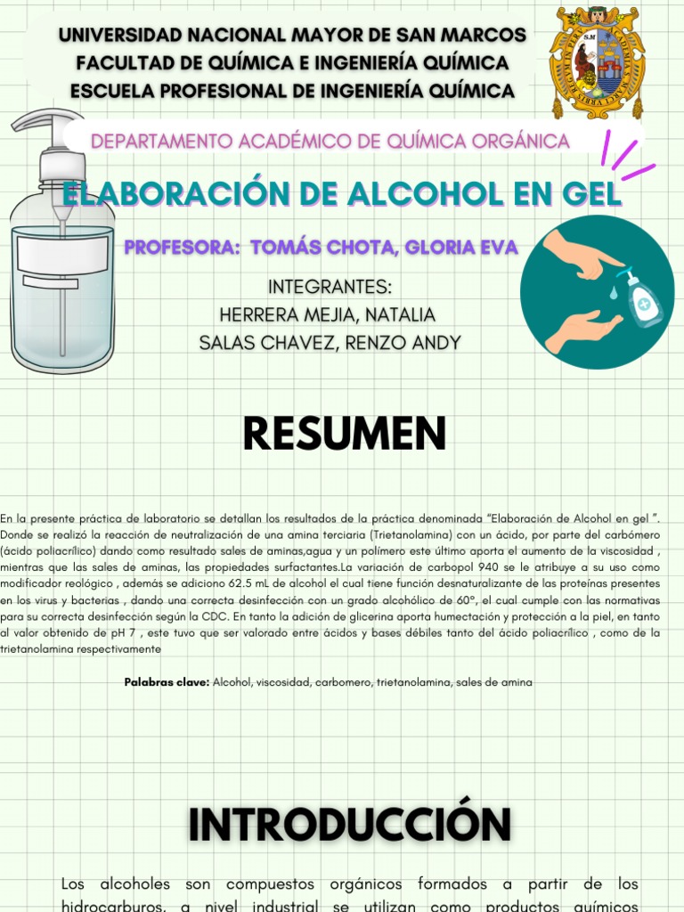 Elaboracion de Alcohol en Gel | PDF | Ácido carboxílico | Amina