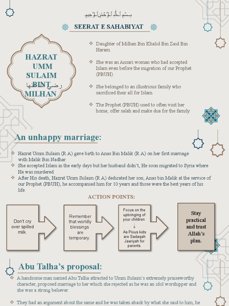 Hazrat Umm Sulaim (R.a) | PDF | Muhammad | Monotheistic Religions