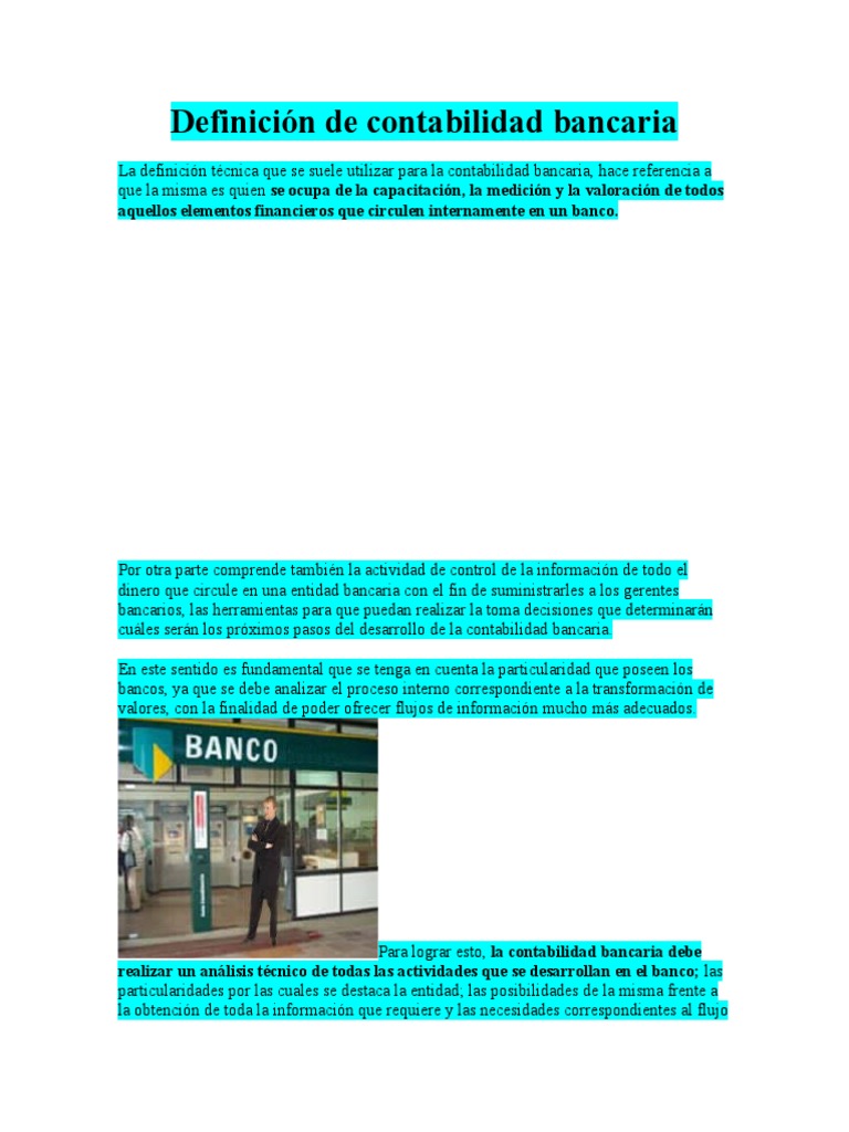 Contabilidad Bancaria | PDF | Contabilidad | Bancos
